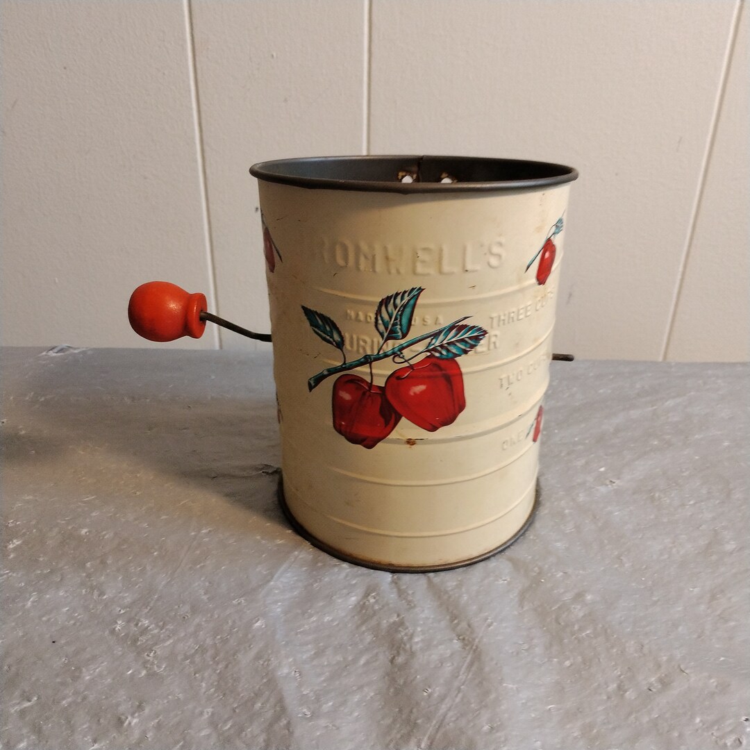 Vintage Bromwell's Flour Sifter, Painted With Apple Motif - Etsy