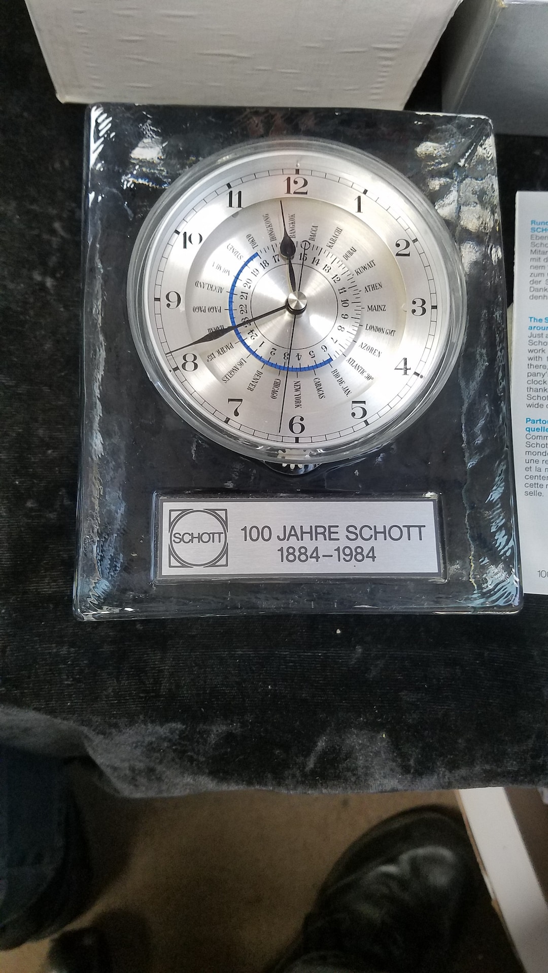 1984 SCHOTT 100 Jahre Year Glassworks World Clock in Original Box With Paperwork 5" X 6" - Etsy