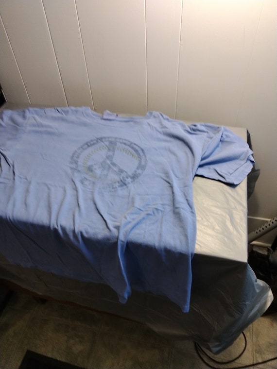 Blue Peace Sign Hippie T Shirt L Pitch for a good cau… - Gem