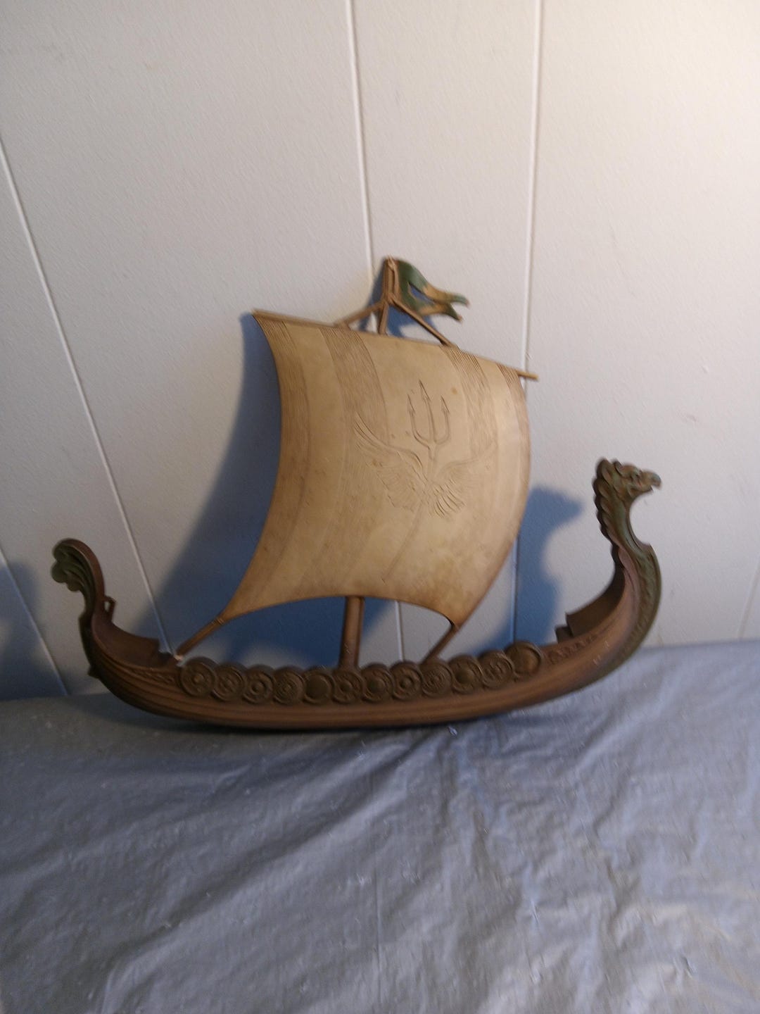 Vintage Syroco Plastic Viking Ship Wall Hanging, Cracked, Read ...