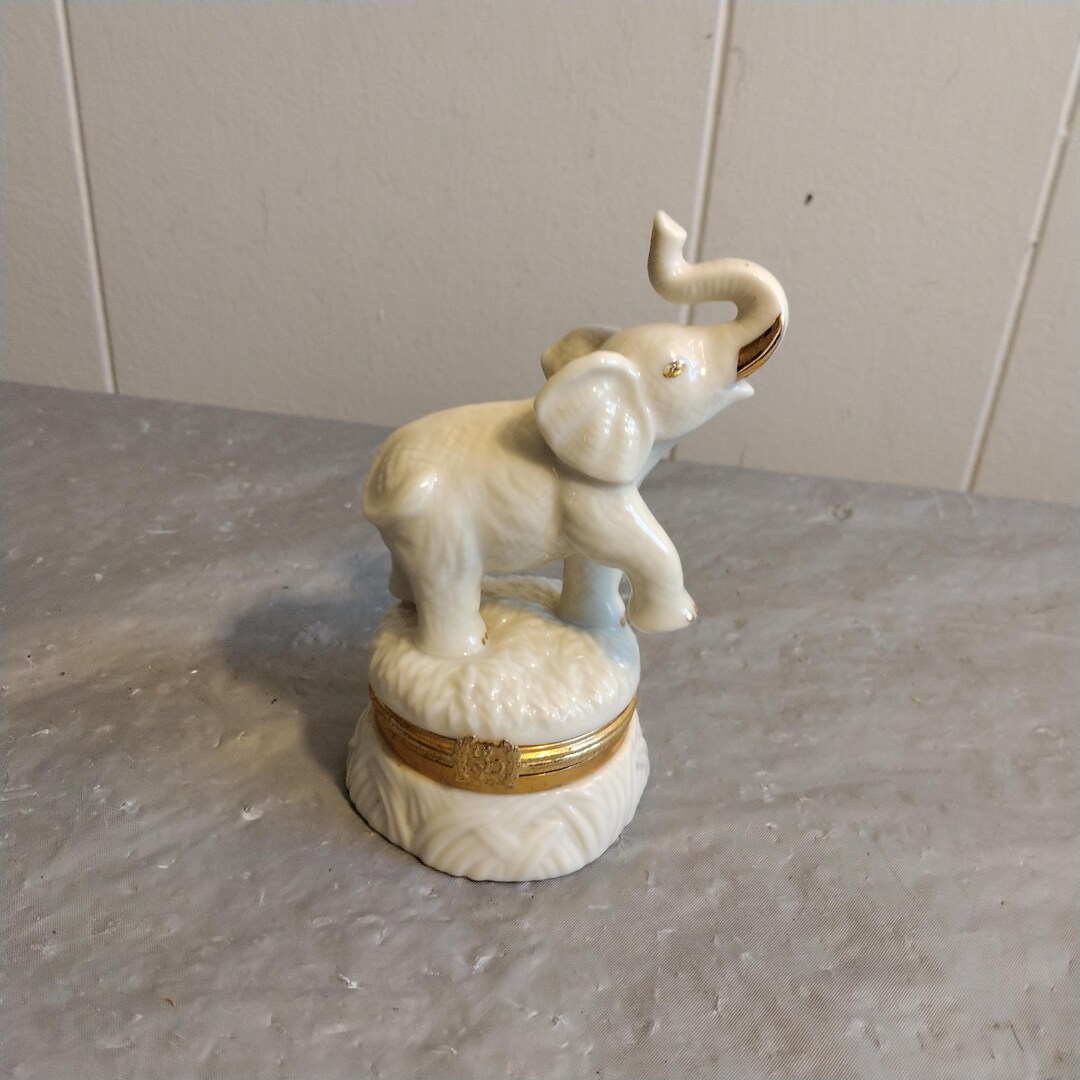 Porcelain Lenox Treasure Good Luck Elephant Trinket Box - Etsy