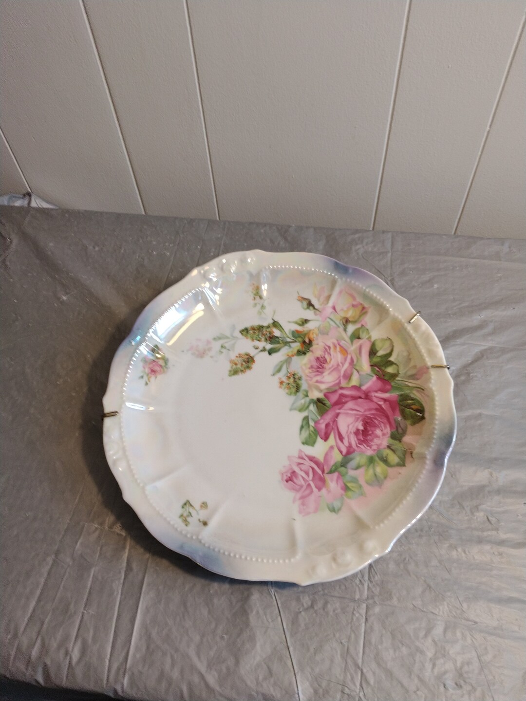 11 1/4" Vintage Lusterware Pink Rose Plate Bowl - Etsy