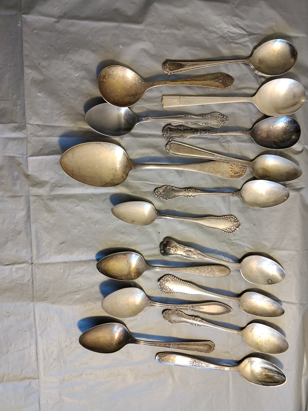 16pc Assorted Vintage Silver Plate Spoon Lot, Monroe Rogers Nobility ...