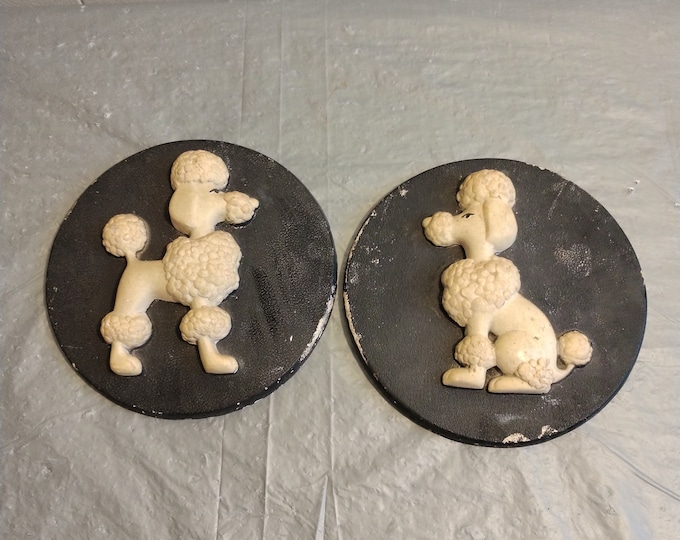 Pair Vintage Chalkware Poodle Wall Plaques - Etsy