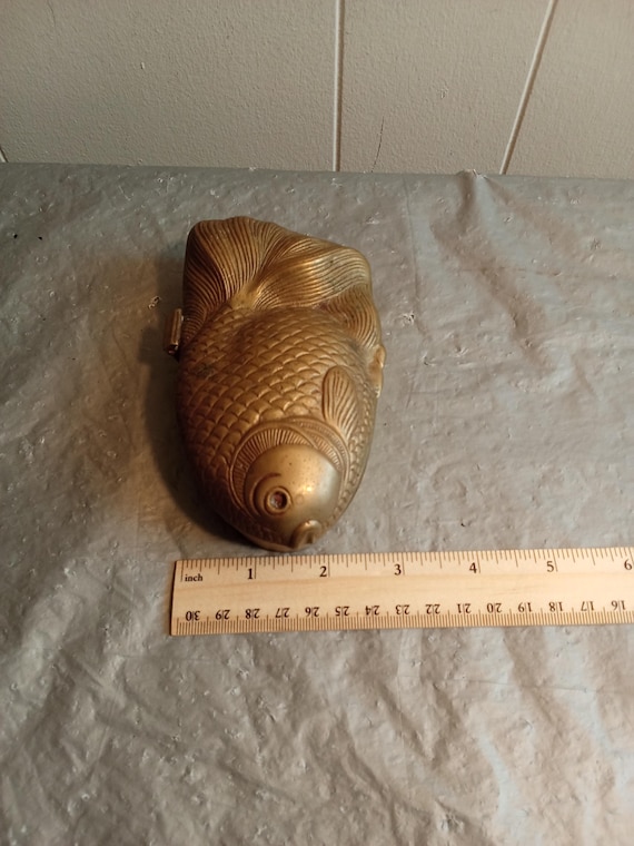 Vintage Hinged Koi Fish Trinket Box, Read Description - Gem
