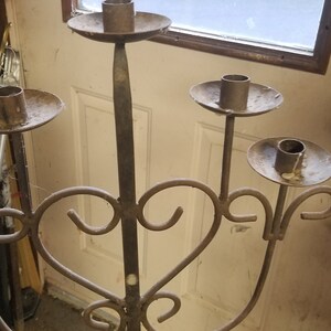 Antique 45 Wrought Iron Candelabra Candle Stand With Cast Iron Base - Etsy