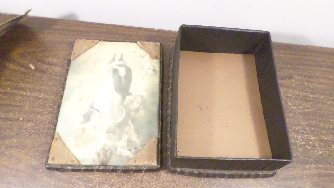 Vintage Handmade Bible Box With Angels, Folk Art Storage Box, Religious ...