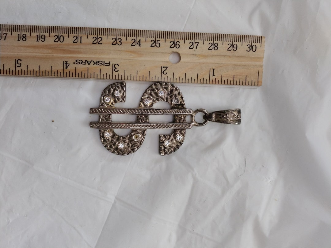 Large Vintage Dollar Sign Pendant With Rhinestones - Etsy