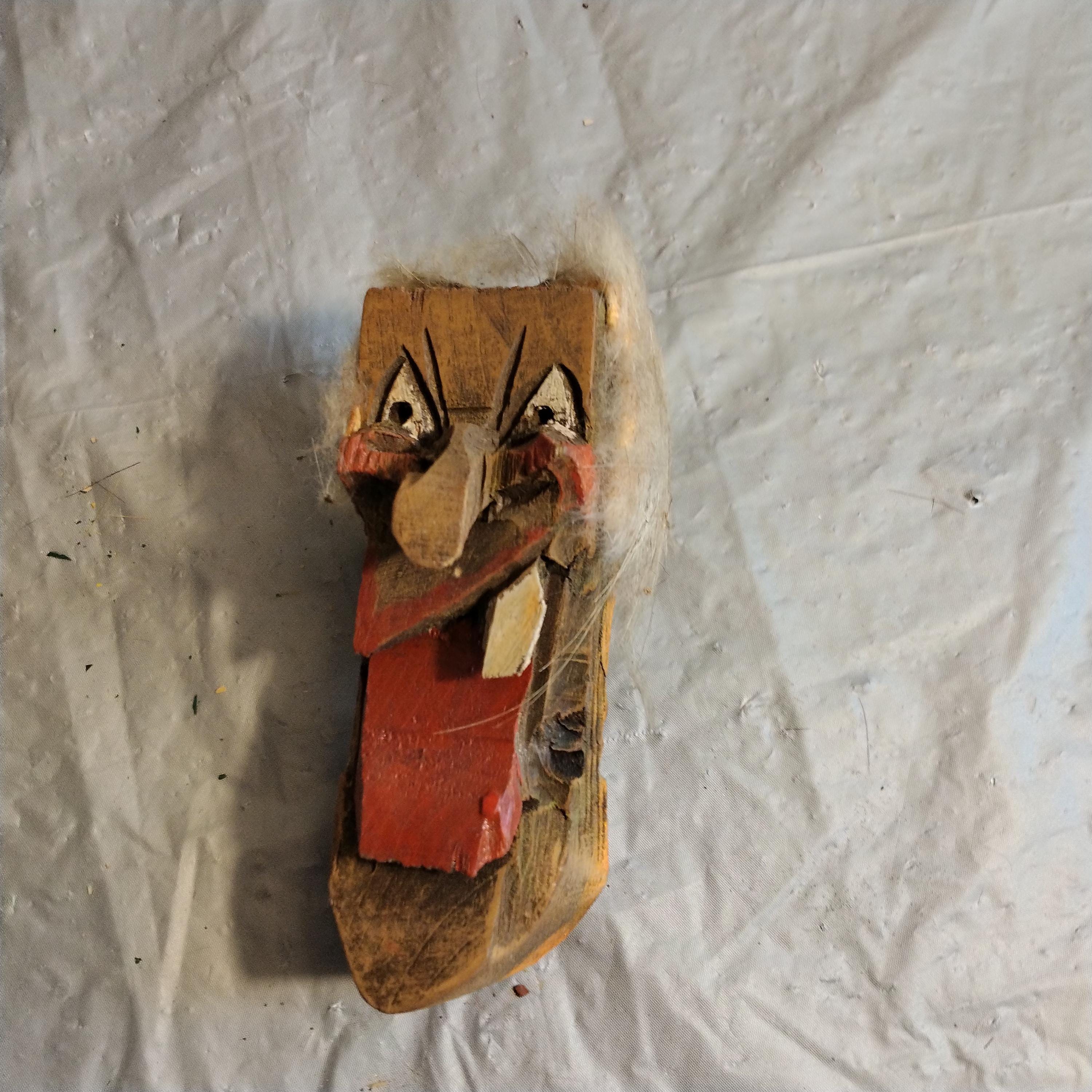 Vintage Wood Carved Two Sided Folk Art Primitive Face, Look and Read ...