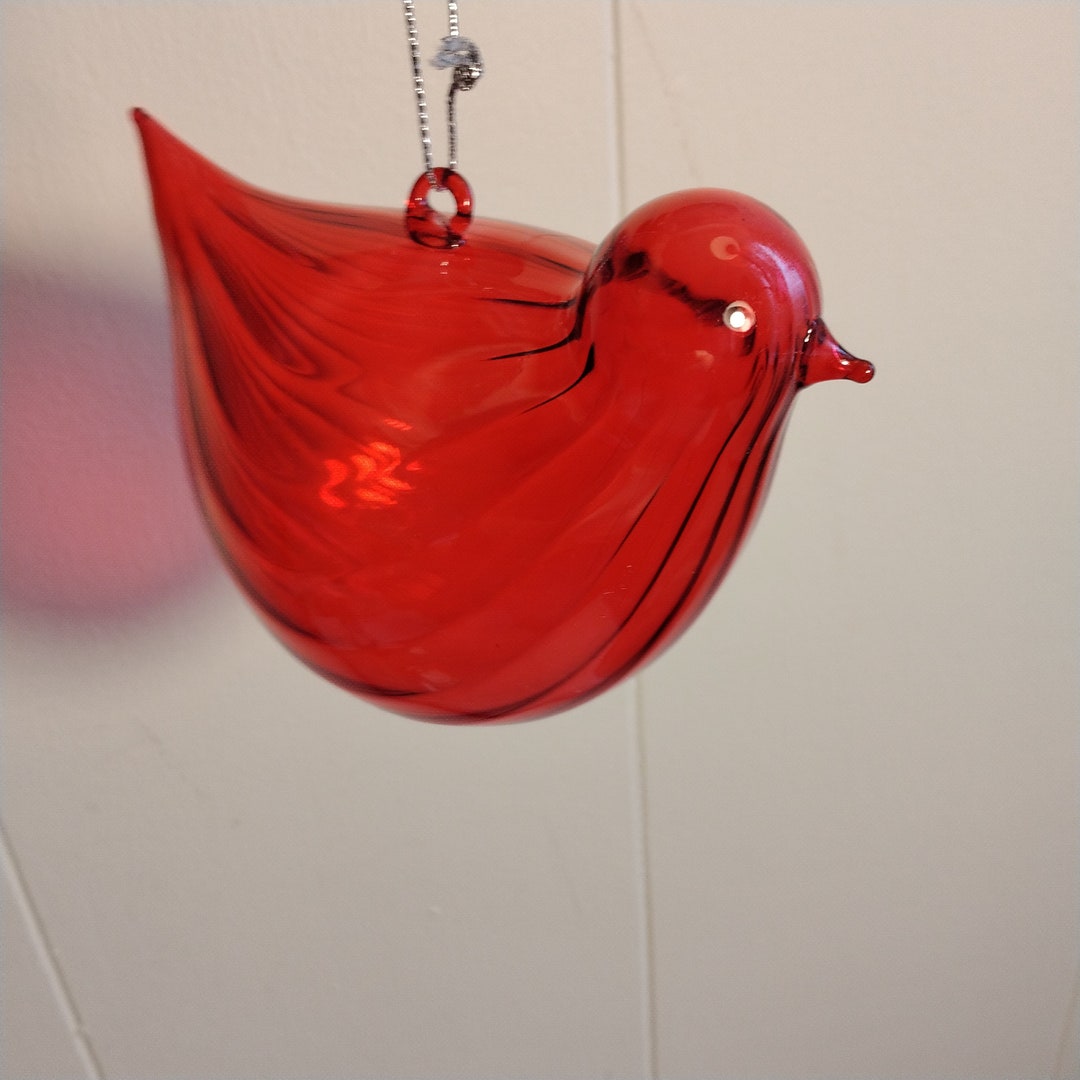Red Glass Ornaments, Cardinal Bird Ornament - Etsy