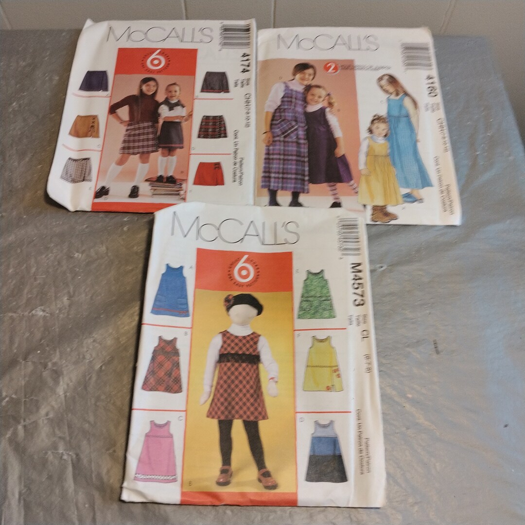 3 Uncut Girls Mccall's Patterns Size 6-12, Dress Jumper Pattern, Mccall's 4174 M4573 4160 - Etsy