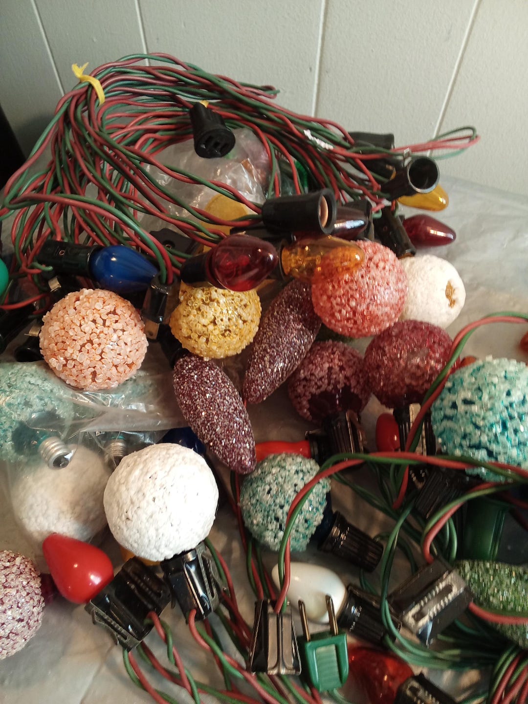 6 Vintage Christmas Light Strands With Ice Christmas Bulbs - Etsy