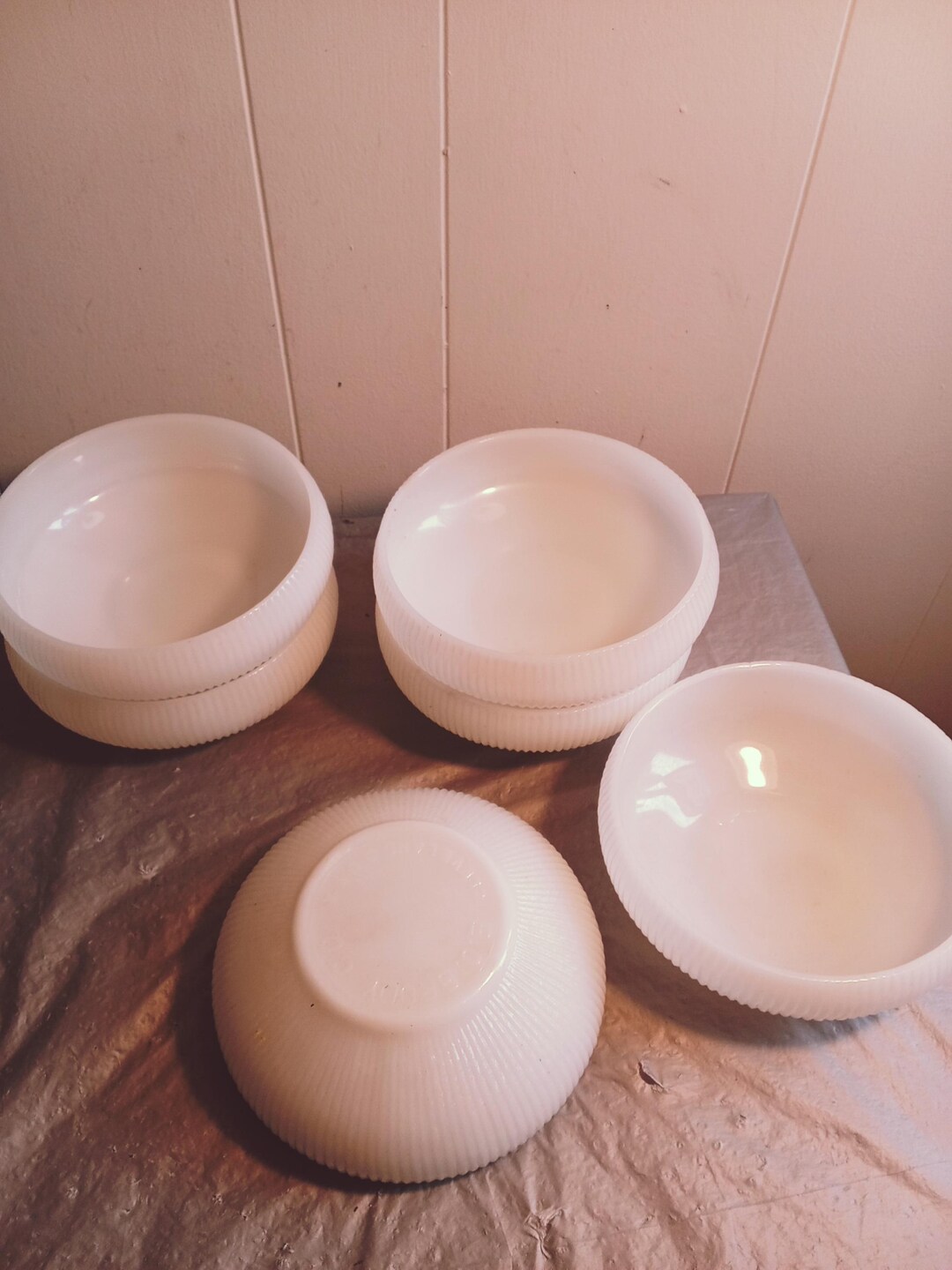 6 EO Brody White Milk Glass Ribbed Bowls - Etsy