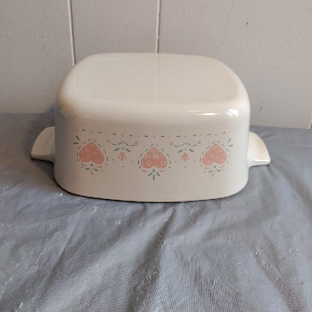 Vintage Corning Ware Pink Hearts Forever Yours Casserole Baking Dish A ...