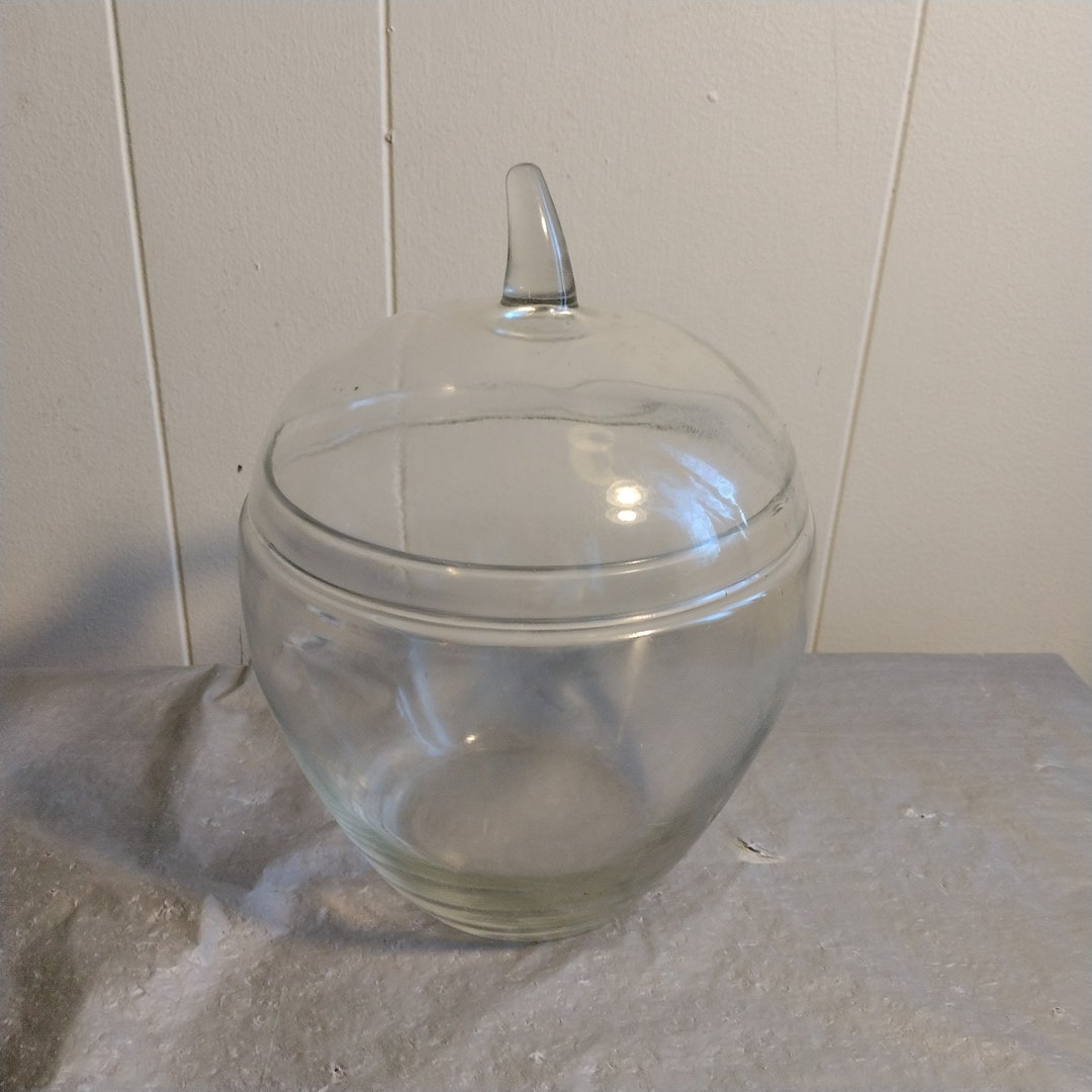 Vintage Clear Glass Cookie Jar Covered Jar - Etsy