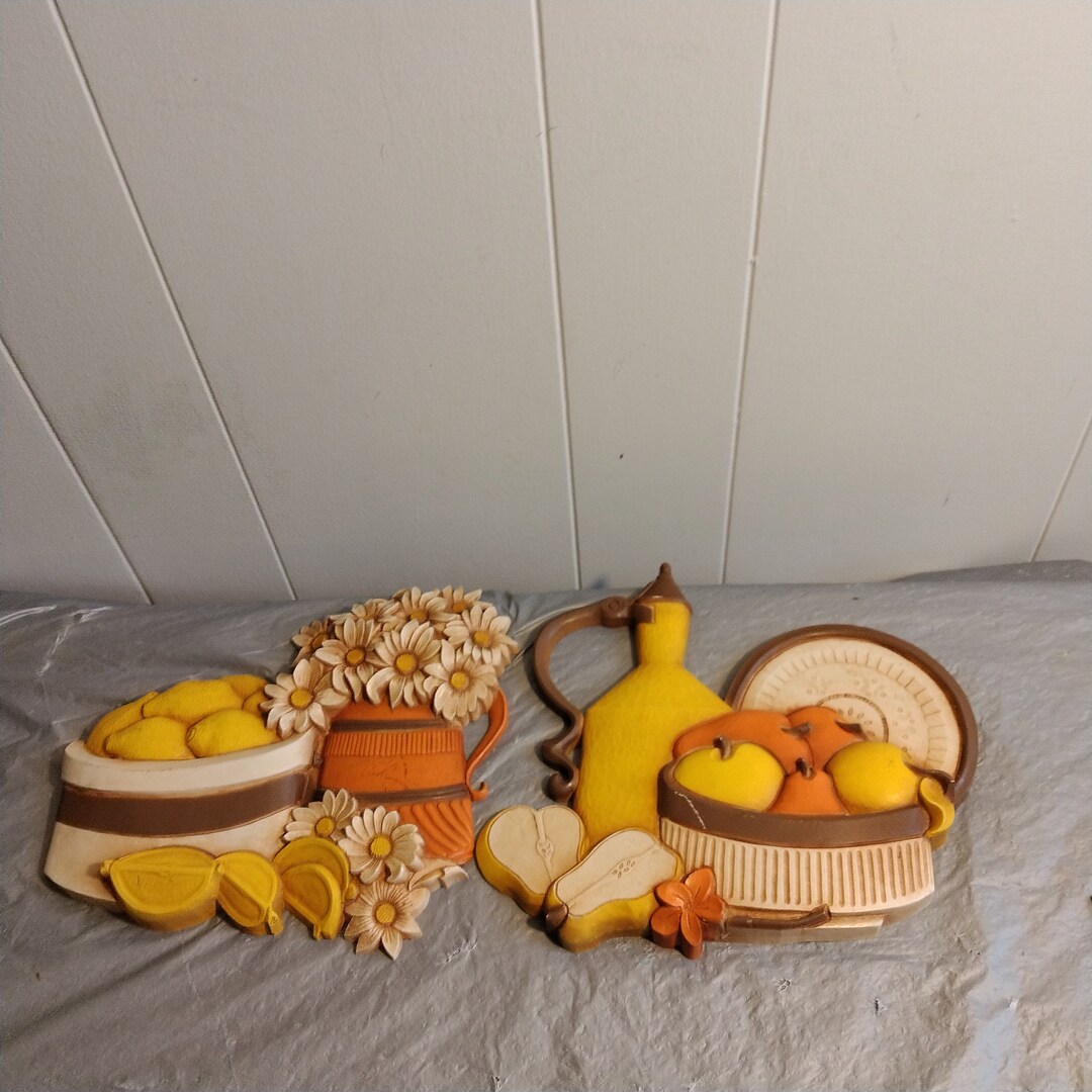 1980s Vintage Homco Wall Hangings, Kitchen Decor, Fruit & Flowers - Etsy