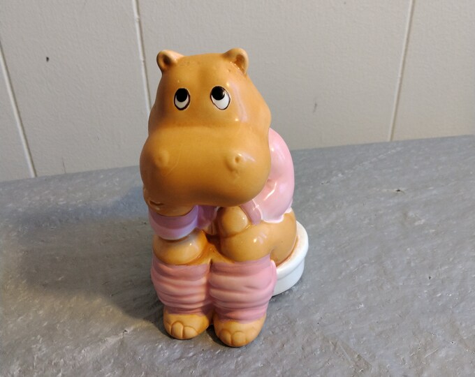 Vintage Ceramic MIC Hippo on Toilet Piggy Bank - Etsy