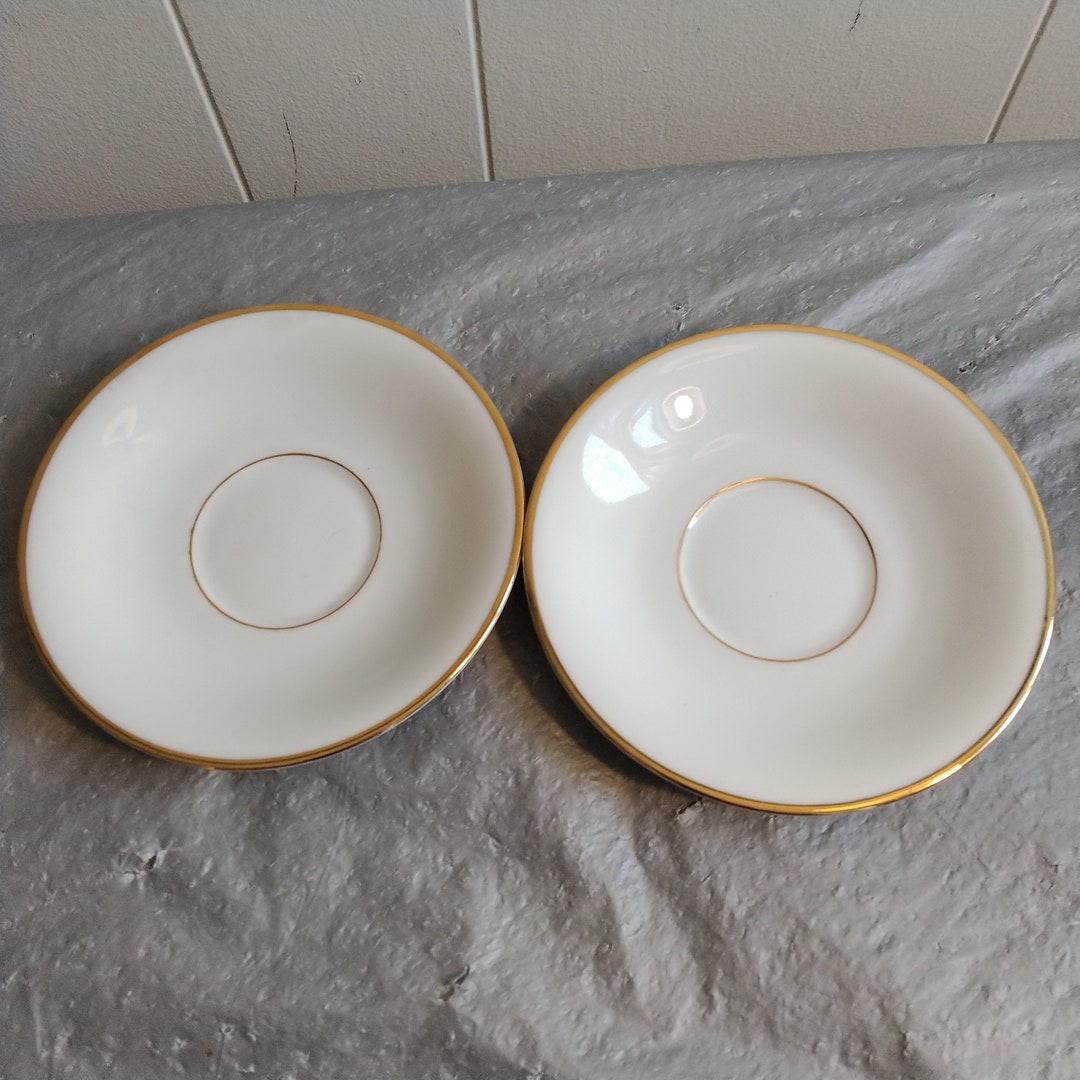 4 Vintage White With Gold Rim Saucers, UCAG CO Japan Saucers - Etsy