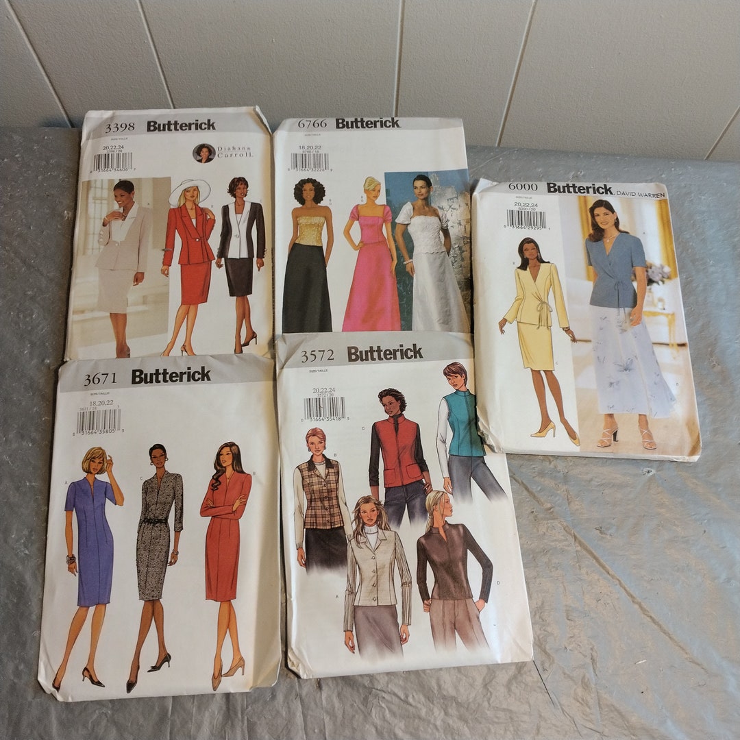 5 Uncut Butterick Patterns 3671 3572 6766 3398 6000 Size 18-24 - Etsy