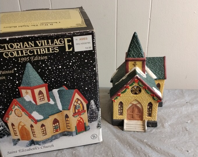 1995 Victorian Village Saint Elizabeth's Church Building, Light up ...