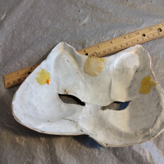 Vintage Paper Mache Cat Mask, Half Mask - Gem