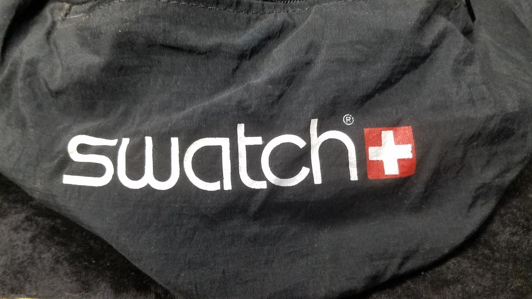 Vintage Black With White Lettering SWATCH Fanny Pack Adjustable Strap ...