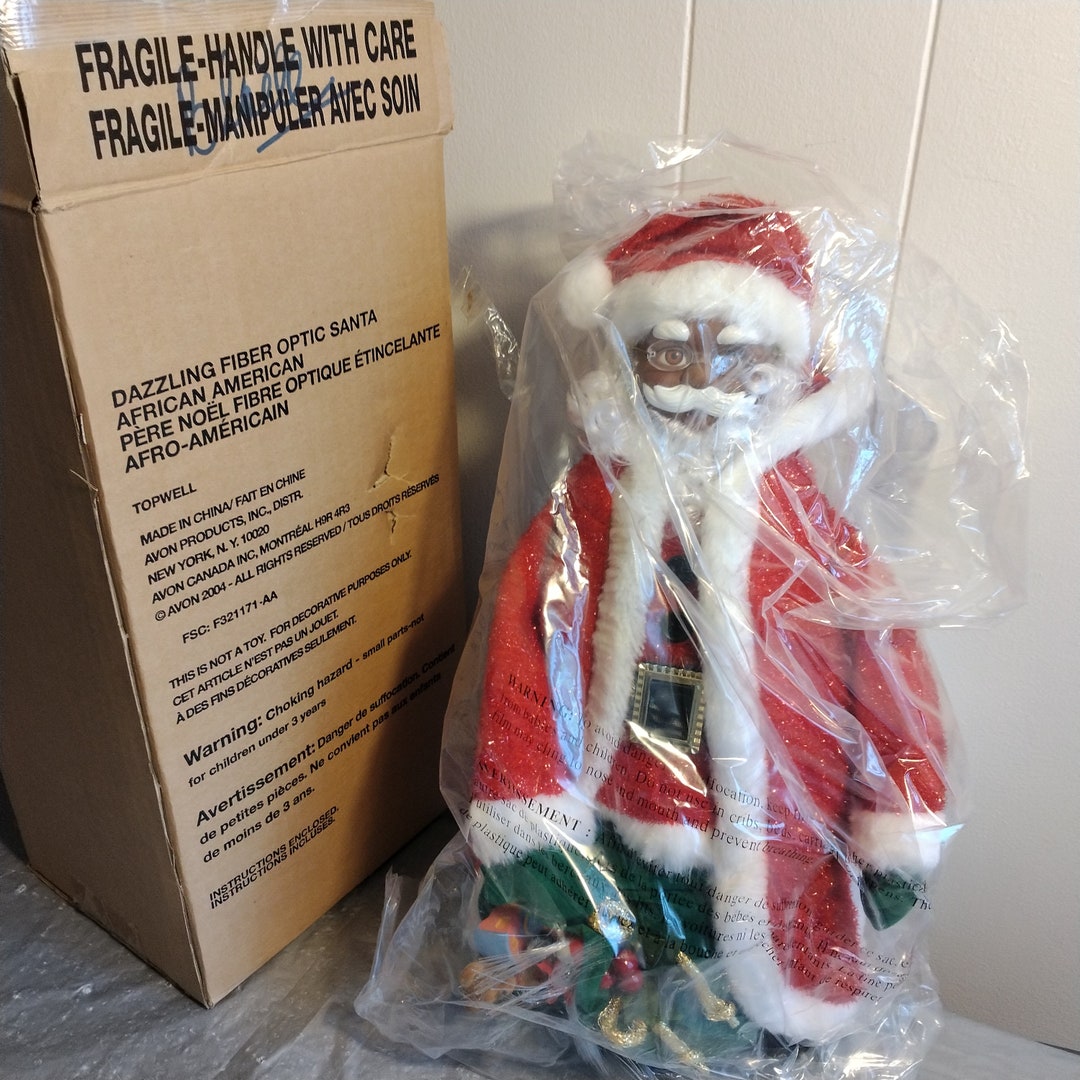 Vintage Avon Fiber Optic African American Santa Claus Christmas Decor ...