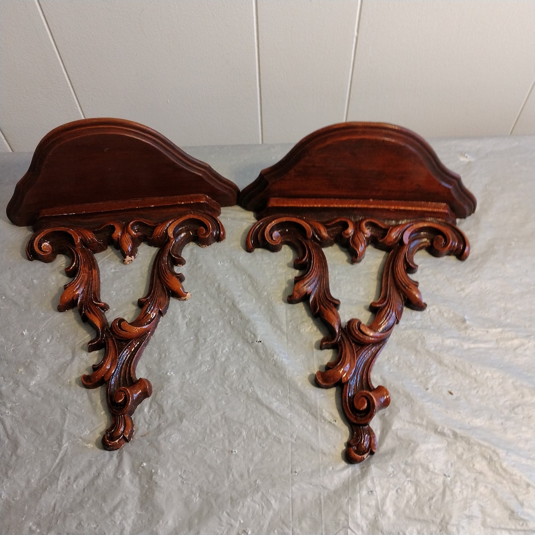 Pair Vintage Syroco Wood Wall Shelf Shelves Sconces - Etsy