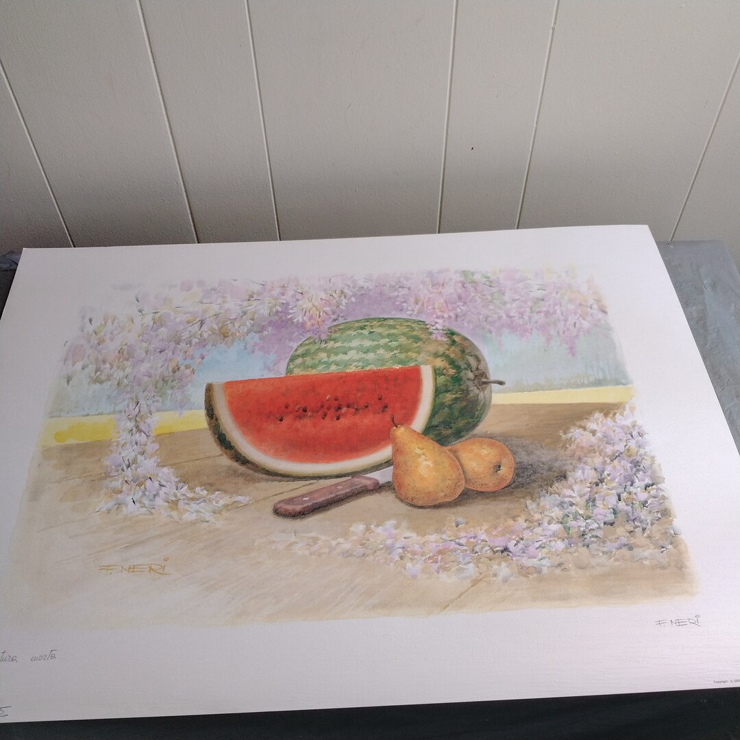 27.5x19.75" Natura Morta Art Print, Vintage Print, Watermelon Fruit ...