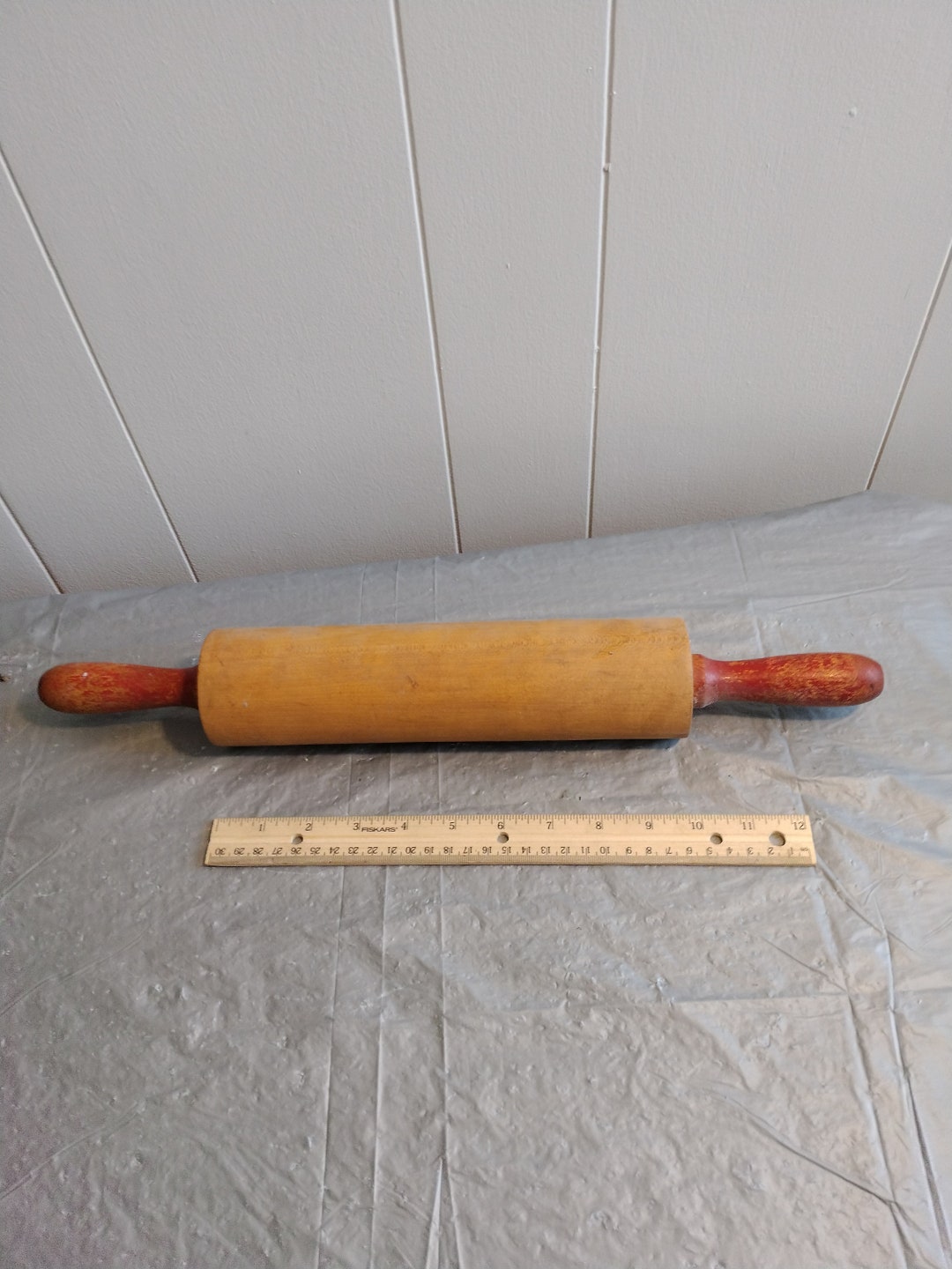 18" Vintage Wood Rolling Pin With Rolling Handles - Etsy