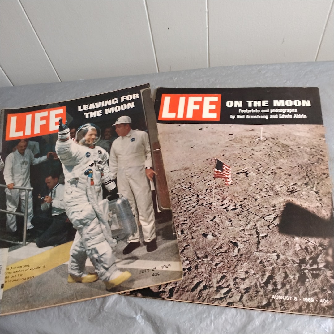 2 Vintage 1969 Life Magazines, on the Moon, Moon Landing, Leaving for ...