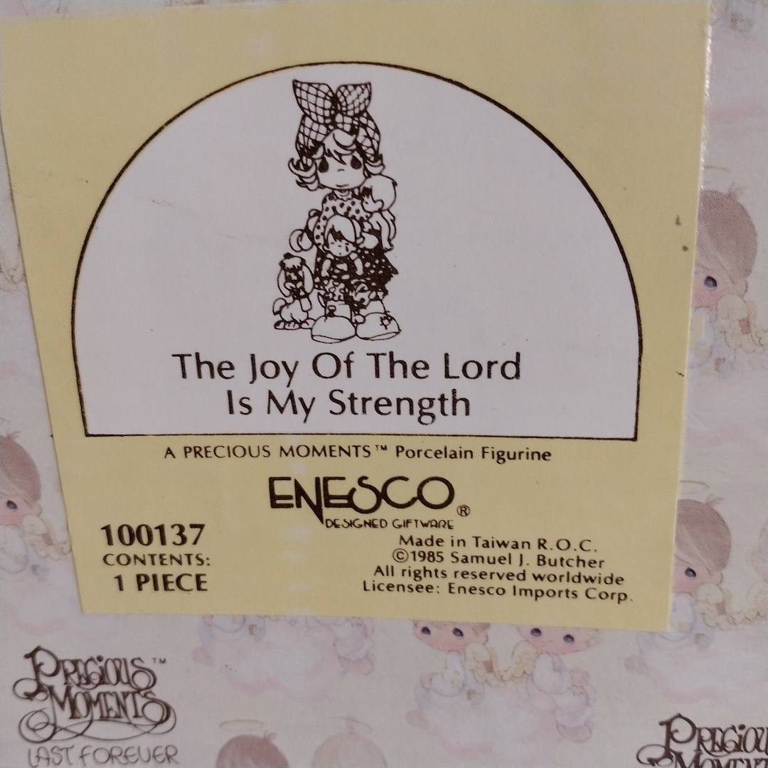 Vintage 1985 Enesco Precious Moments the Joy of the Lord is My Strength ...