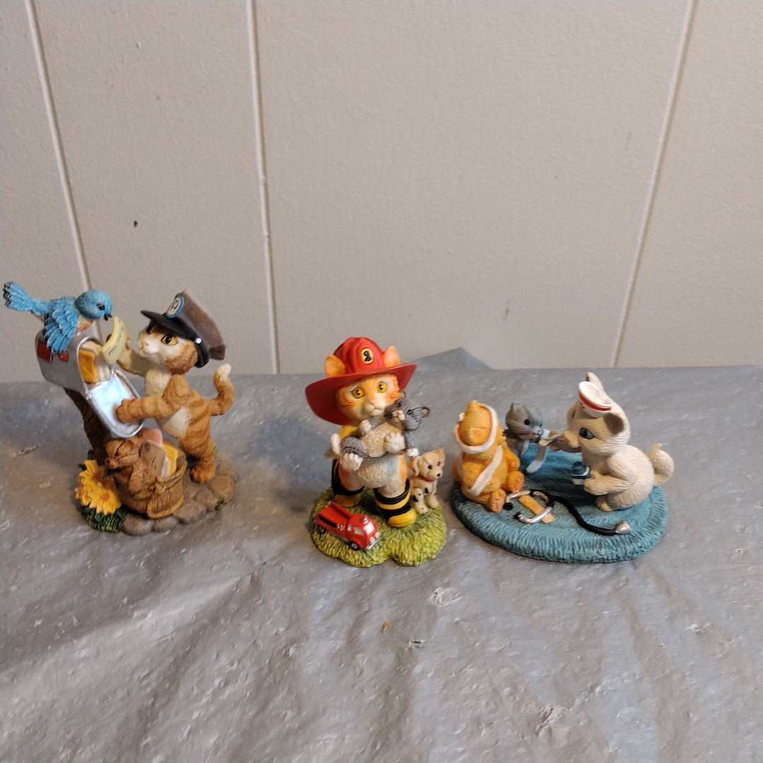 3 1990s Hamilton Collection Copy Cats Figurines, Mailman, Nurse ...