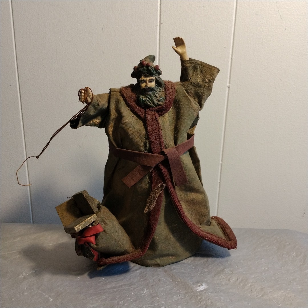 Vintage Fabric Santa Tree Topper Christmas Decor, Father Time - Etsy