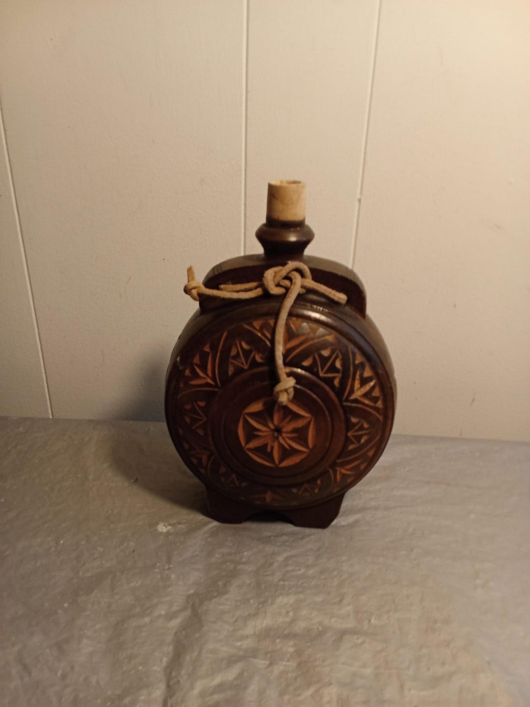 Singed Wood Carved Flask, Read Description - Etsy