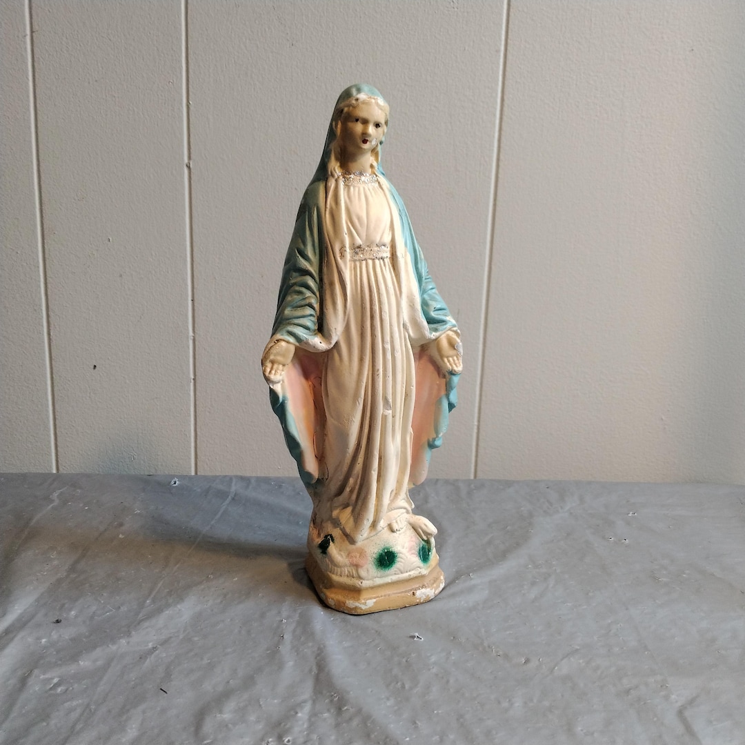 Vintage Virgin Mary Religious Chalkware Figure, Look & Read Description ...