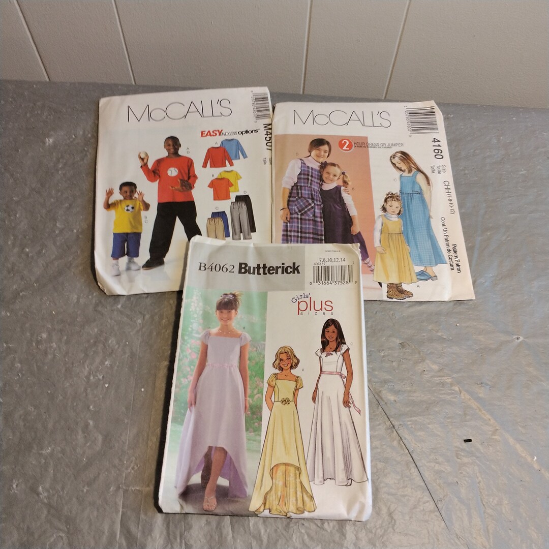 3 Uncut Girls Patterns Size 7-12, Butterick B4062, Mccall's M4507 4160 ...
