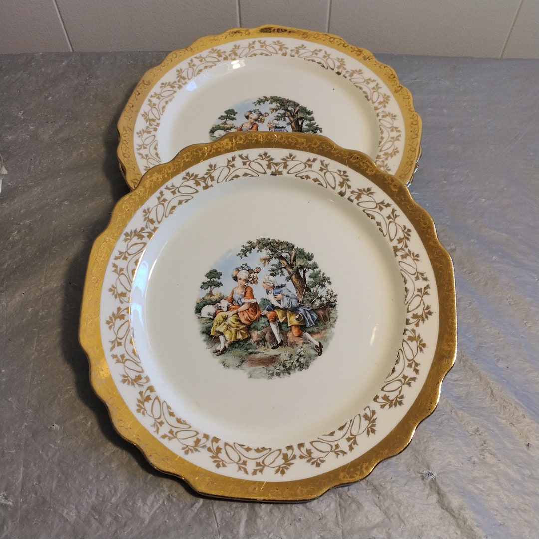 4 Vintage Supreme Chinaware 22K Serving Dinner Plates, Victorian ...