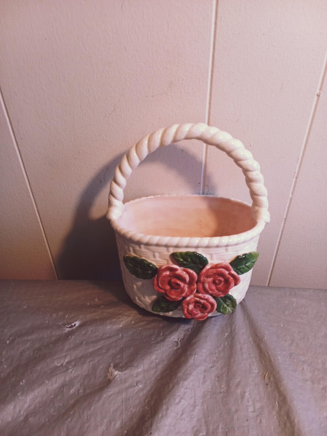 Bella Casa by Ganz Ceramic Basket With Flowers - Etsy