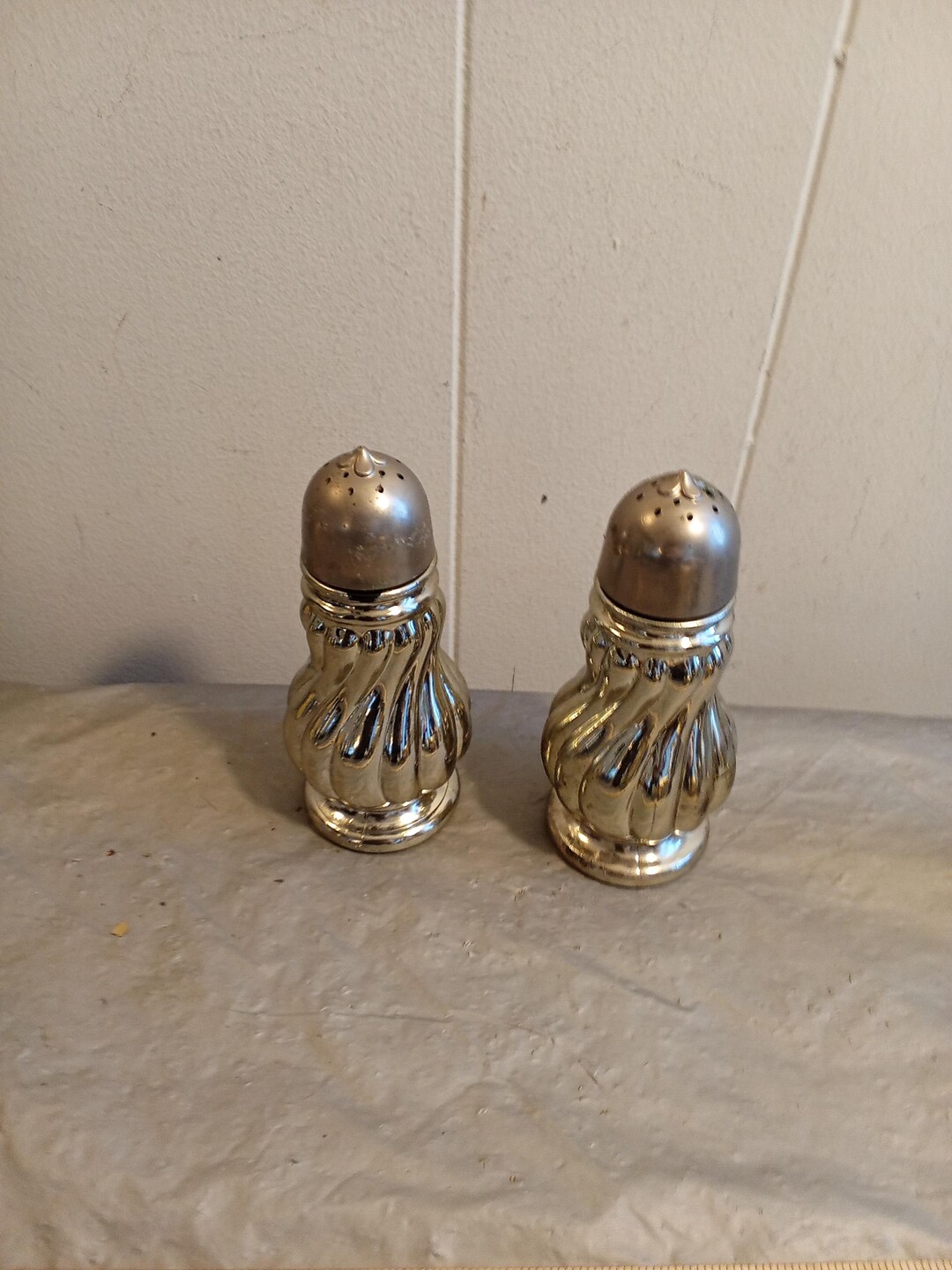 2 Vintage Silver Swirls Salt Shaker Decanters, Read Description - Etsy