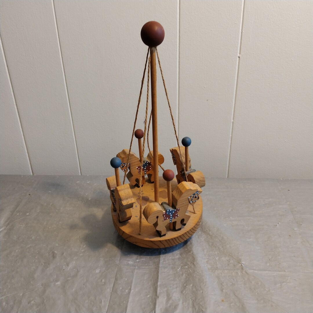 Vintage Artisan Made Wood Carousel, Country Decor - Etsy