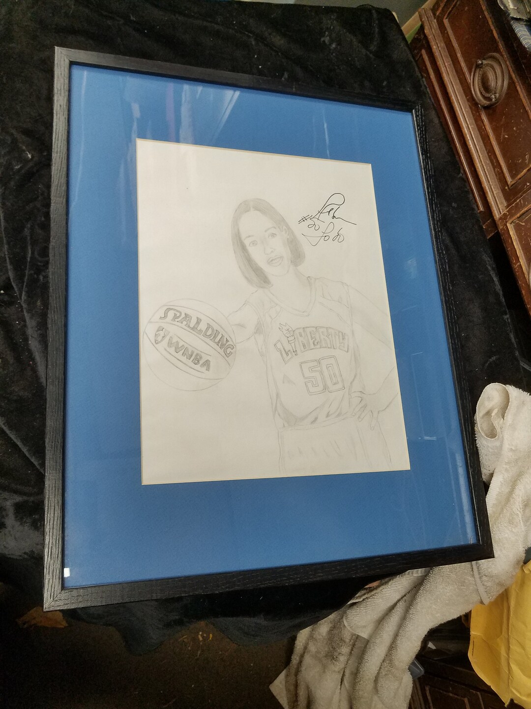 1999 WNBA New York Liberty REBECCA LOBO Signed Framed Drawing 17" X 21 ...