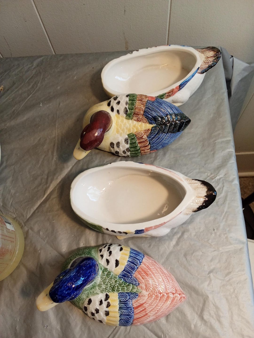 2 Covered Duck Bowls, Trinket Boxes, Nesting Ducks - Etsy