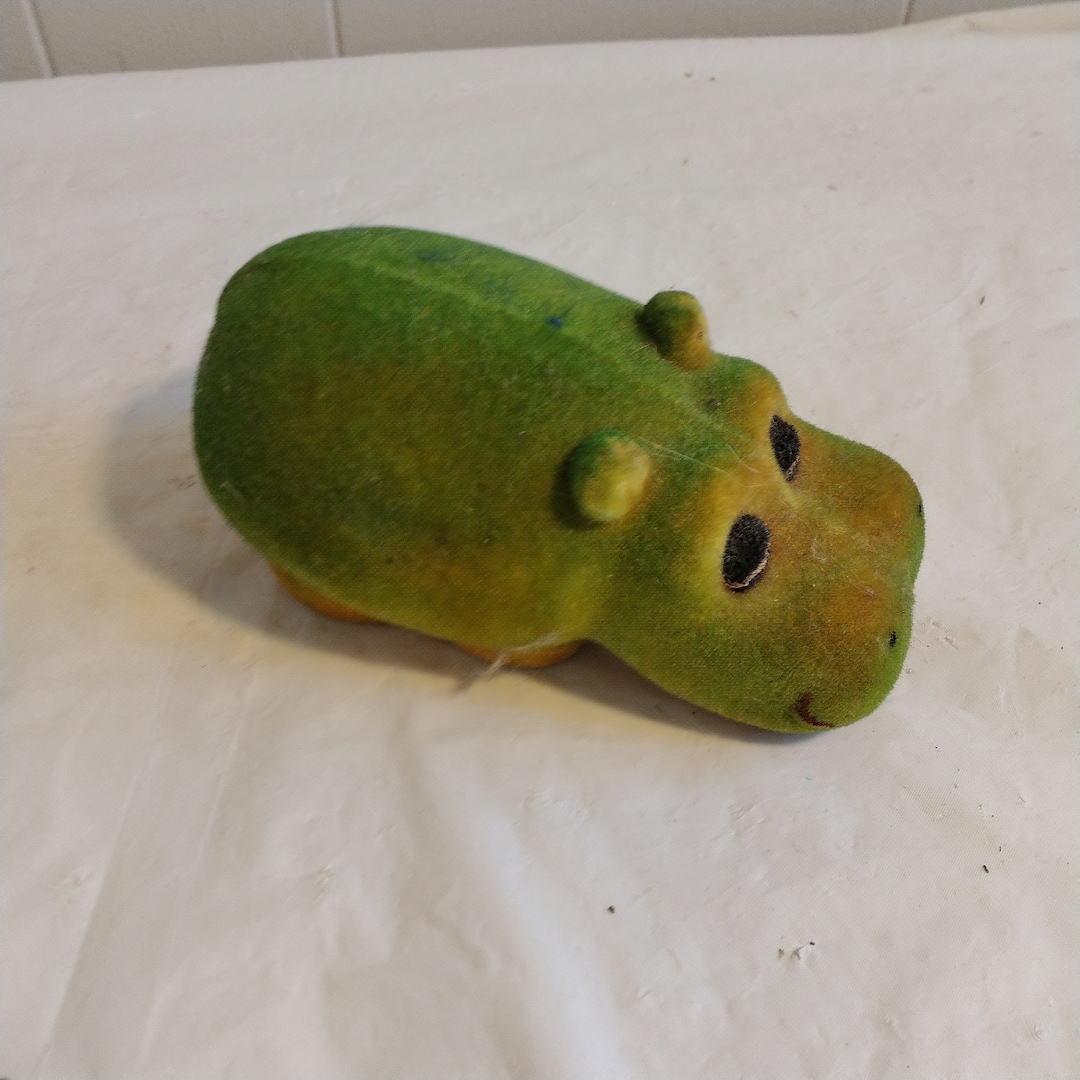Vintage Flocked Rubber Hippo, Green Plush Hippopotamus - Etsy