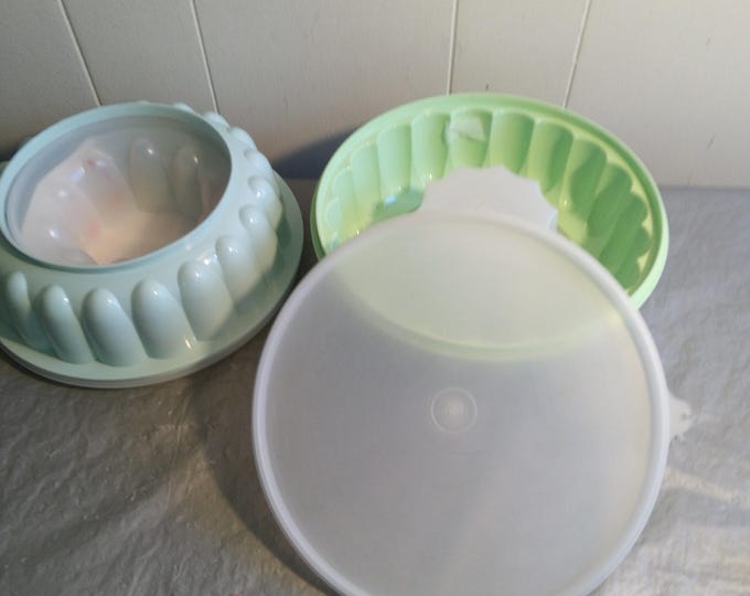 2 Vintage Tupperware Jel N Serve Molds, Green & Blue, Read Description ...