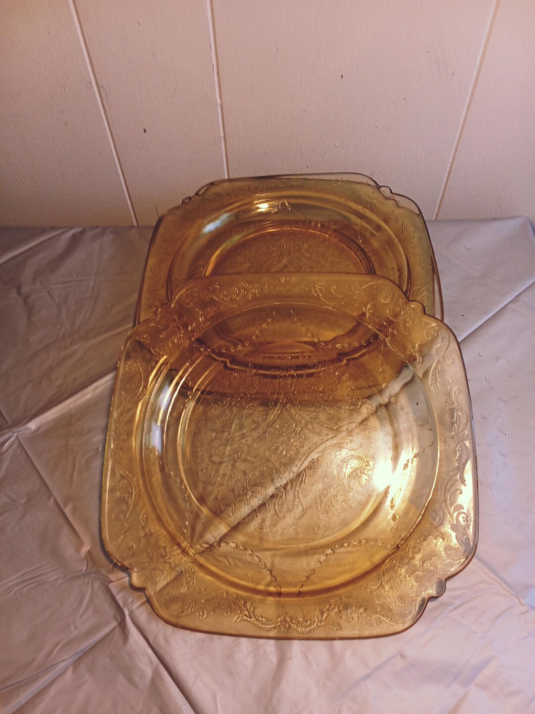 3 Federal Glass Madrid Glass Dinner Plates 9" - Etsy