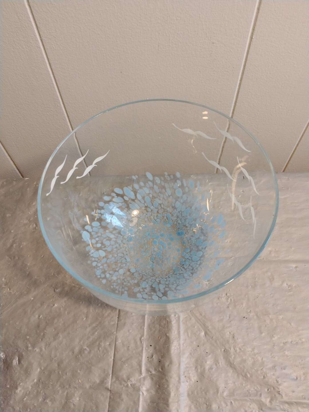 Hand Painted Handblown Seagull Ocean Bowl, Nautical Beach Decor - Etsy