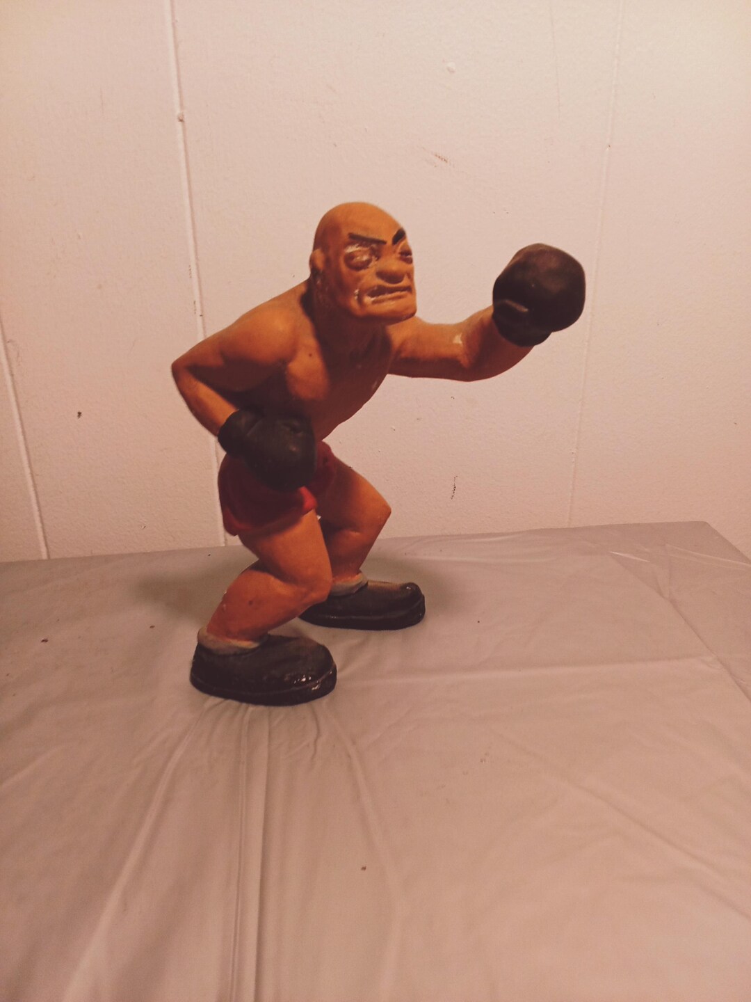Vintage Rittgers Chalkware Figurine, Comical Boxing Boxer Figurine ...