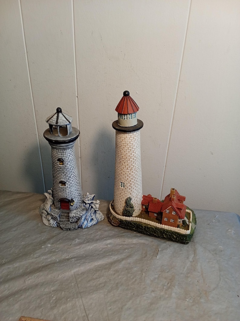 2 Large Lighthouse Figures, One Ceramic Light up Lighthouse - Etsy
