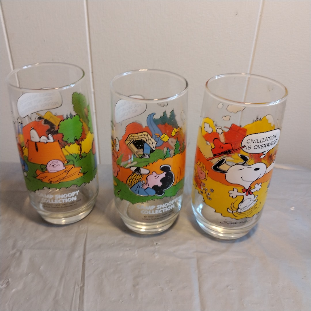 3 Vintage Mcdonalds Camp Snoopy Glasses, Peanuts Glasses - Etsy